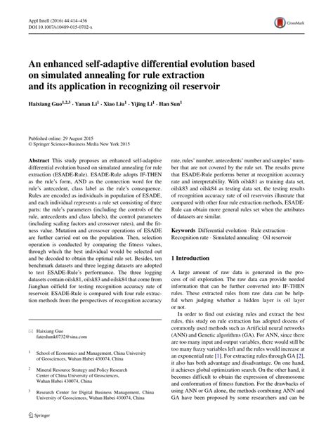 pdf an enhanced self adaptive differential evolution based on simulated annealing for rule