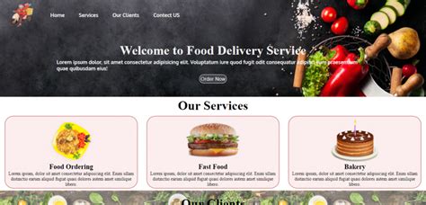 food delivery website template project in html css and js with source code and report kashipara