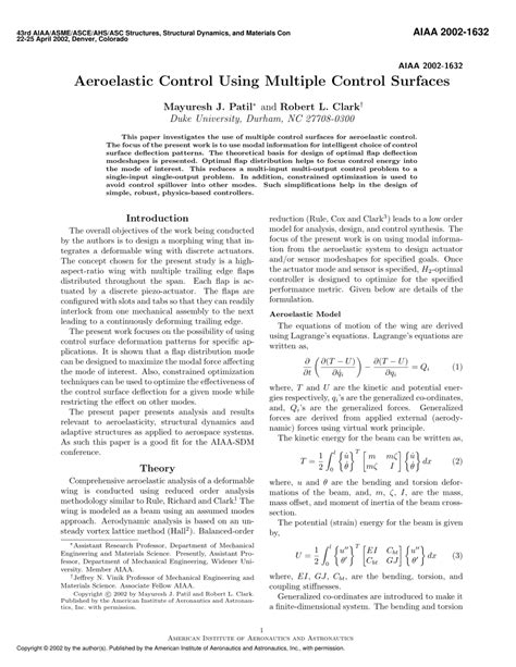 pdf aeroelastic control using multiple control surfaces