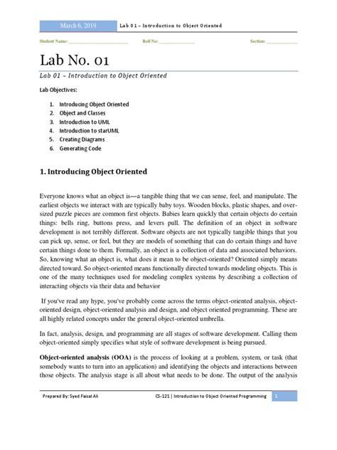 object oriented programming lab 1 pdf class computer programming object computer science