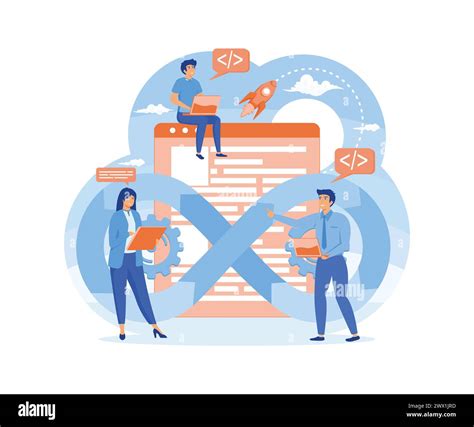 devops developers characters software delivery automation process concept software development