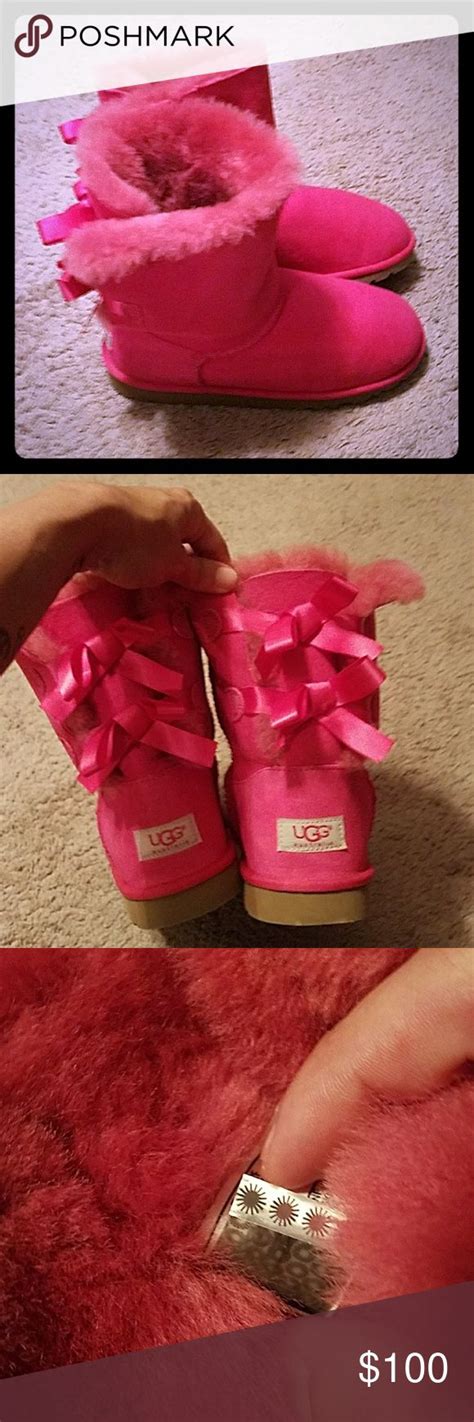 Hot Pink Bailey Boot Uggs Perfect Condition Worn Once Ugg Shoes Winter And Rain Boots Bailey Bow
