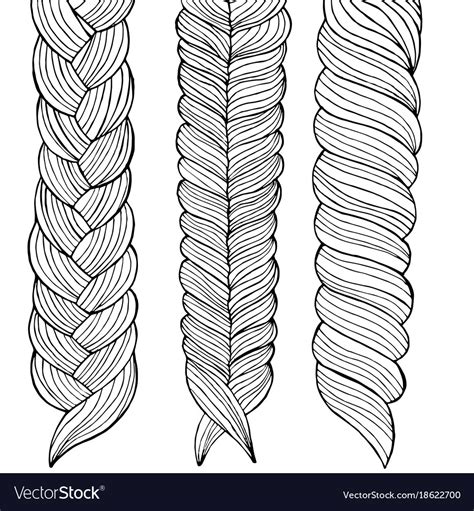 Drawing Of Three Braids Hairstyle Royalty Free Vector Image