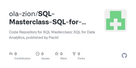 Github Ola Zion Sql Masterclass Sql For Data Analytics Code