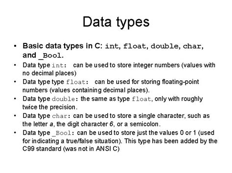 c programming lecture 2 outline variables data types