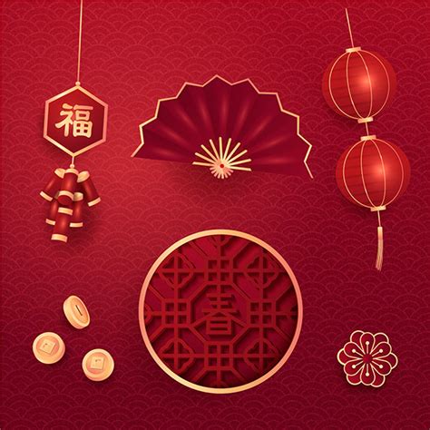 新年春节元素矢量 素材CNN