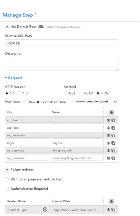 web checks with form based authentication logicmonitor