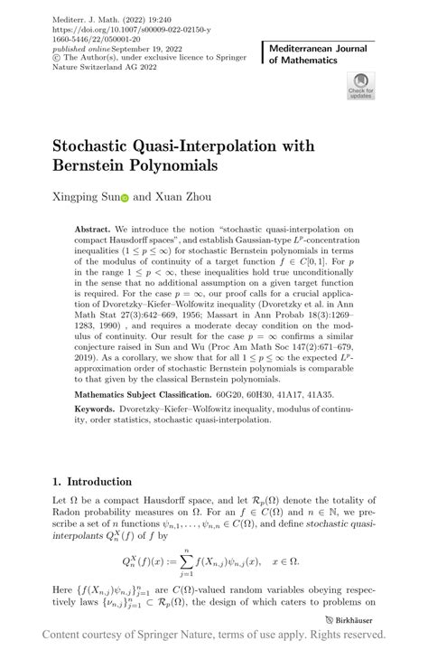 stochastic quasi interpolation with bernstein polynomials request pdf