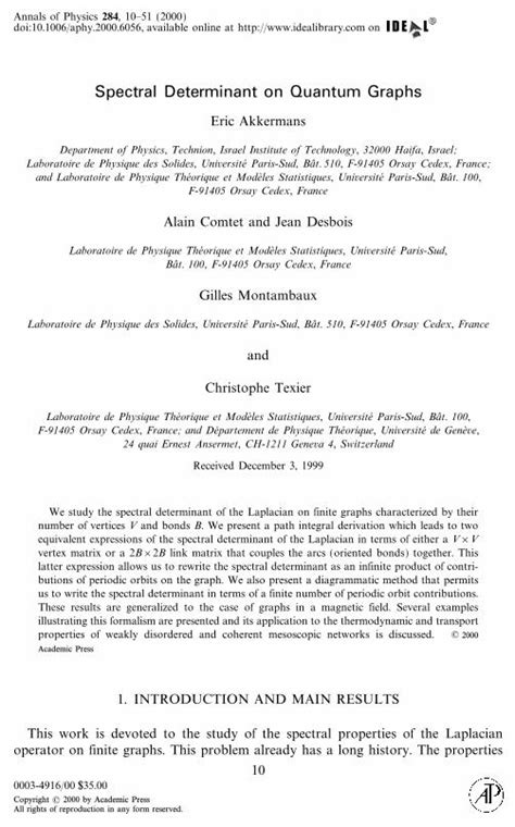 pdf spectral determinant on quantum graphs dokumen tips
