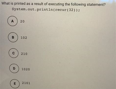solved consider the following recursive method private int