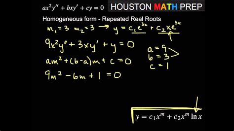 cauchy euler differential equations 2nd order youtube