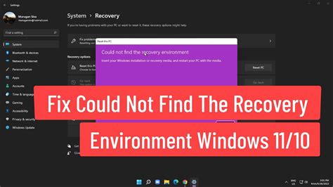 Fix Could Not Find Recovery Environment Can T Reset Windows Youtube
