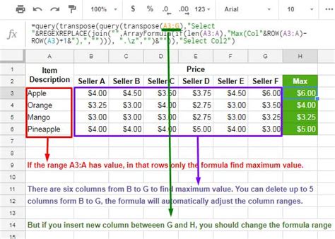 How To Find Max Value In Each Row In Google Sheets Array Formula