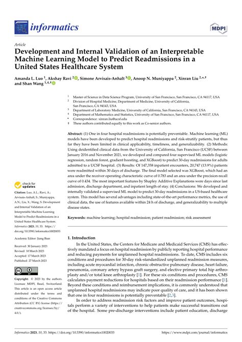 pdf development and internal validation of an interpretable machine learning model to predict