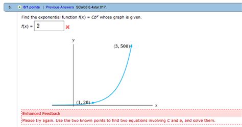 solved find the exponential function f x cb x whose graph