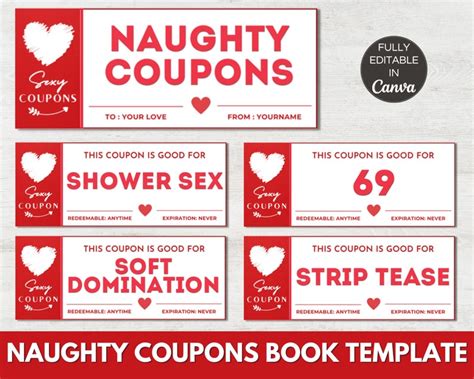 Naughty Coupons Template Printable Naughty Coupon Book Etsy