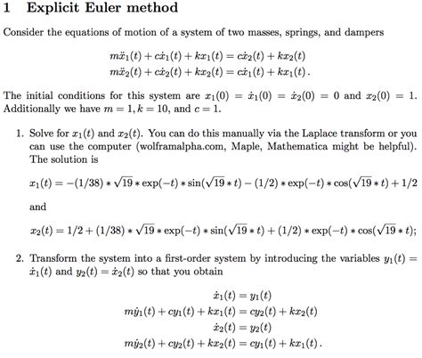 solved 1 explicit euler method consider the equations of