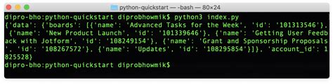 API Quickstart Tutorial Python Support