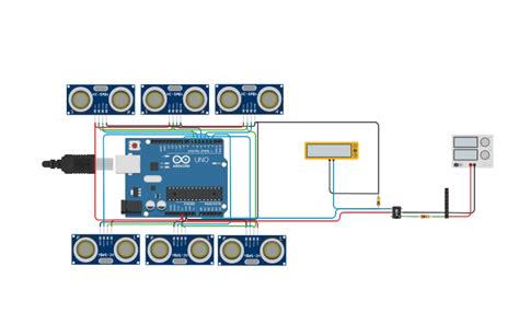 Circuit Design Multiple Ultrasonic Sensors With Arduino Tinkercad