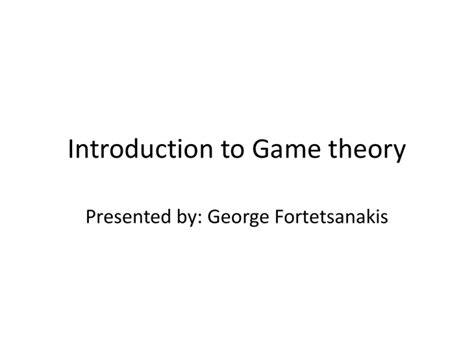 tutorial on game theory