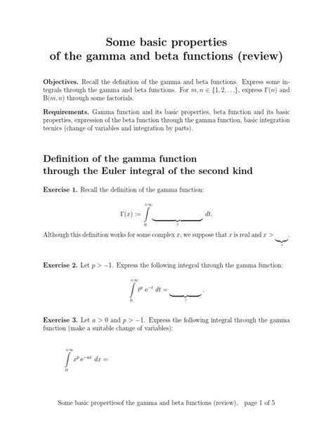 gamma and beta functions pdf integral function mathematics