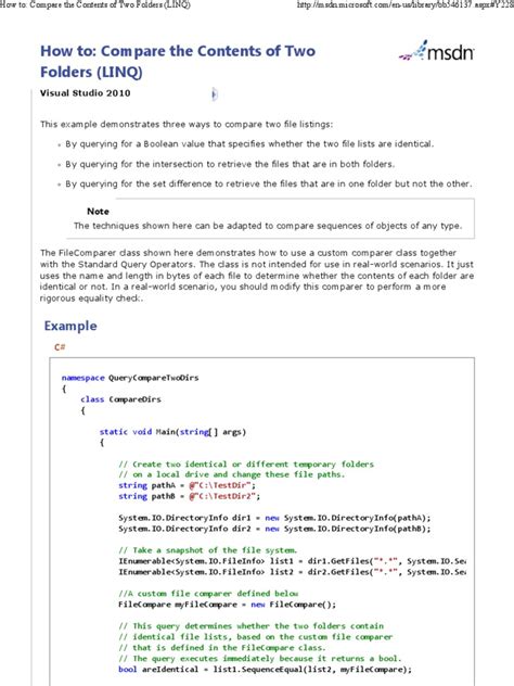 how to compare the contents of two folders linq download free pdf language integrated