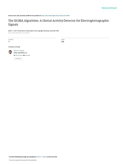 the sigma algorithm a glottal activity detector fo pdf wavelet algorithms