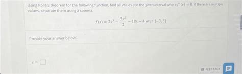 solved using rolle s theorem for the following function