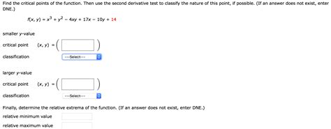 solved find the critical points of the function then use
