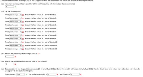 solved consider the experiment of rolling a pair of dice