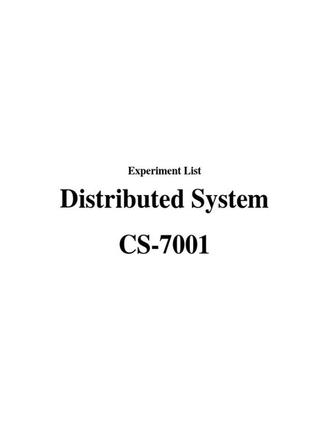 practical cs 7001 distributed system pdf distributed computing concurrency computer