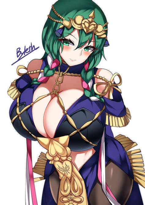 Rule 34 1girls Absurdres Alternate Costume Arms Behind Back Big Breasts Blush Braid Breasts