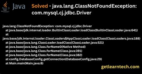 java lang classnotfoundexception com mysql cj jdbc driver