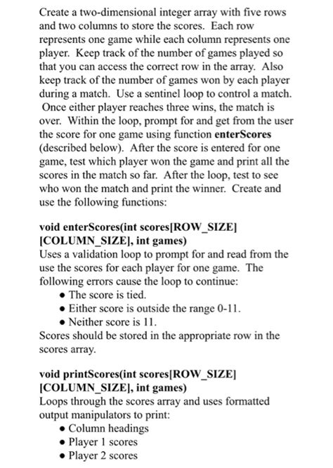 solved create a two dimensional integer array with five rows