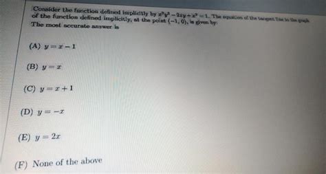 solved consider the function defined implicitly by