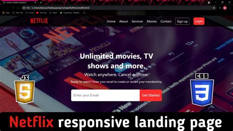 Responsive Netflix Landing Website Using HTML CSS And JavaScript