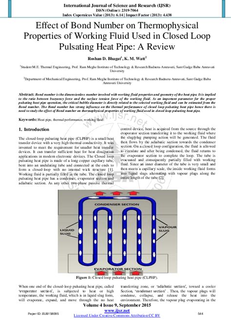 pdf effect of bond number on thermophysical properties of working fluid used in closed loop