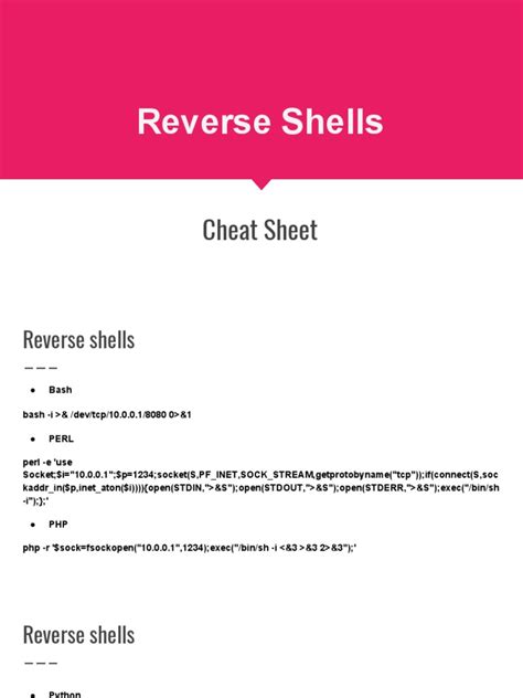 a guide to common reverse shell commands opening remote shells using bash perl php python