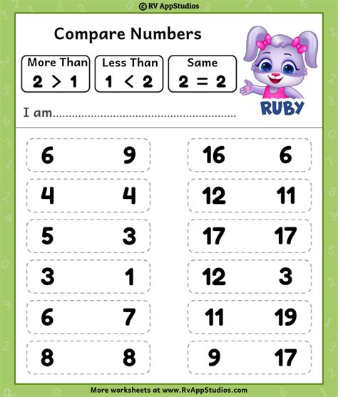 Comparing Numbers Less Than Greater Than Equal To Number Range Up To