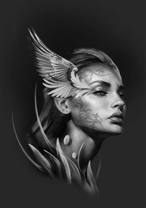 Black And White Art Drawing Black And White Portraits Black And Grey Tattoos Girl Face Tattoo