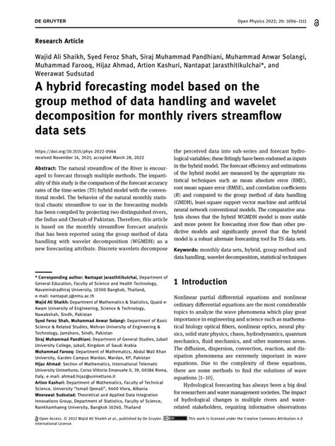 pdf a hybrid forecasting model based on the group method of data handling and wavelet