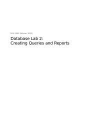 MIS2000 Database Lab2 Instructions V3 Docx MIS 2000 Winter 2021