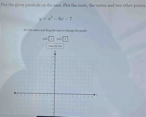 solved plot the given parabola on the axes plot the roots the vertex and two other points y