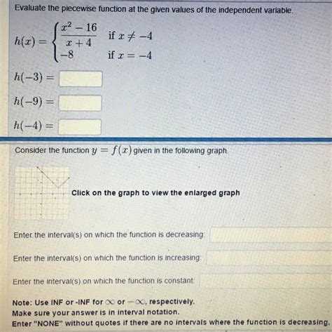 solved evaluate the piecewise function at the given values