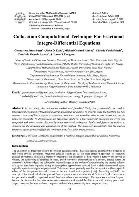 pdf collocational computational technique for fractional integro differential equations