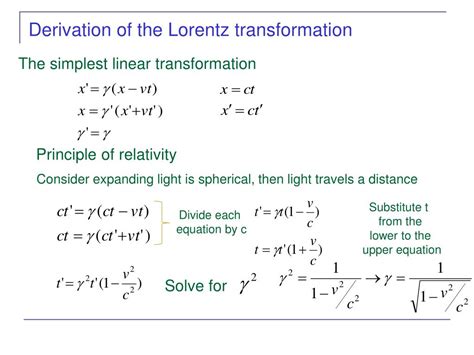 lorentz transformation formula
