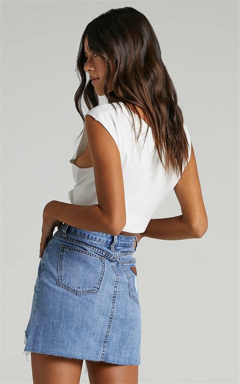 Aubree Denim Skirt In Mid Wash Showpo