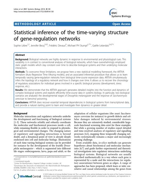statistical inference of the time varying structure of gene regulation networks pdf bayesian