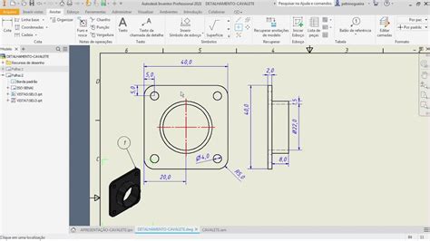 Autodesk INVENTOR 2021 DETALHAMENTO DE PEÇAS LINHAS DE CENTRO