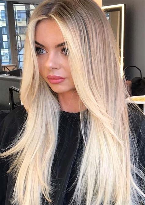 Cutest Bright Blonde Highlights For Sleek Straight Hair In 2019 Straight Blonde Hair Straight